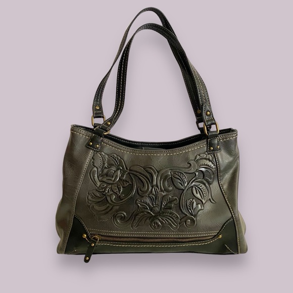 boc | Bags | Boc Born Concept Tooled Grey Black Shoulder Bag Purse ...